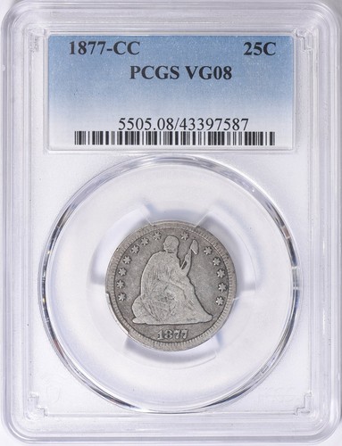 1877 - CARSON CITY SEATED LIBERTY QUARTER - PCGS VG 8 - RARE | eBay