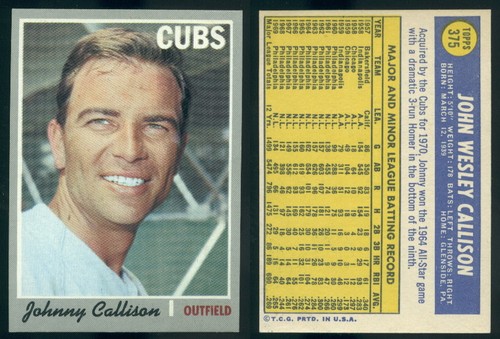 (55355) 1970 Topps 375 Johnny Callison Cubs-NM | eBay