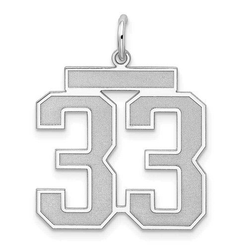 Sterling Silver Rhodium-plated Large Satin Number 33 Charm 0.9 x 1 in ...
