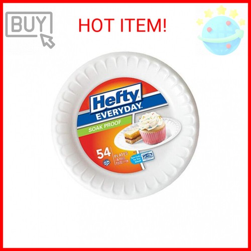 Hefty Everyday 7 Inch Foam Snack Plates, White, 54 Count | eBay