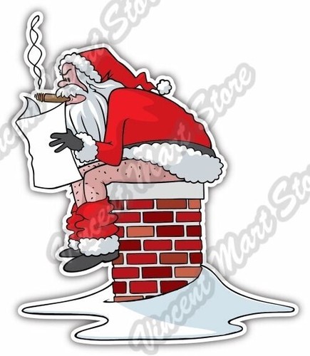 Bad Santa Poop Chimney Merry Christmas Joke Car Bumper Vinyl Sticker ...