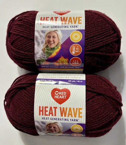 NEW Red Heart Heat Wave yarn in the color LUGGAGE (Maroon) 198 yds #4 ...