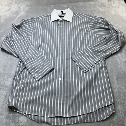 Donald J Trump Shirt Mens Large L Gray Striped French Flip Cuff Casual ...