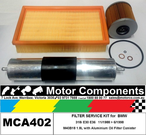 FILTER KIT Oil Air Fuel for BMW 318i E30 E36 M40B18 1.8L with METAL Oil ...