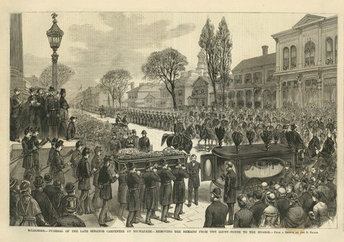 MILWAUKEE WISCONSIN FUNERAL OF SENATOR CARPENTER MOVING COFFIN TO THE ...