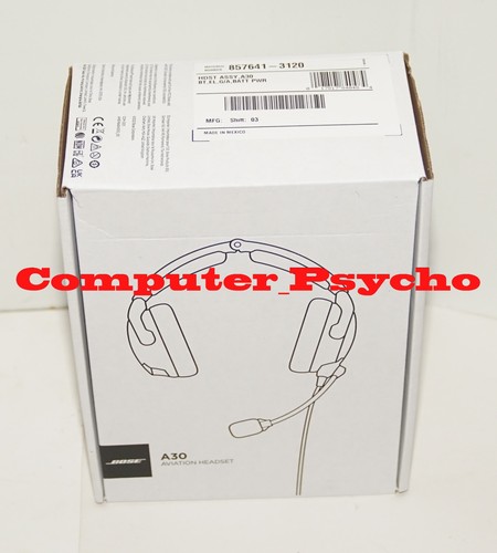 BOSE A30 857641-3120 AVIATION HEADSET BLUETOOTH BATTERY DUAL PLUG ...