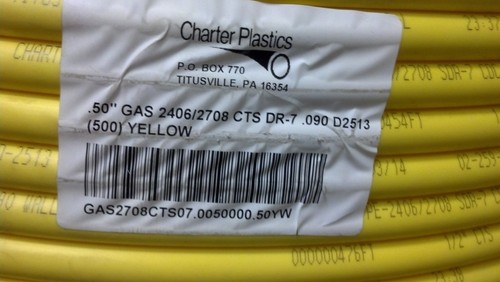 1/2 inch CTS PE UNDERGROUND GAS PIPE x 500 Ft GAS TUBING - PE2406/2708 ...