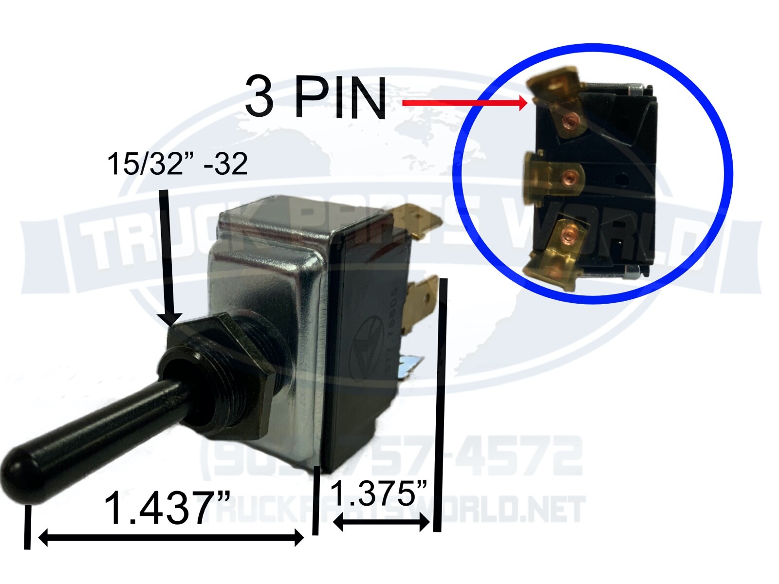 Air Electric Toggle Valve Paddle Switch - Peterbilt Kenworth K295-362-1 ...