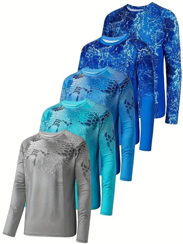 Men's Sun Protection Shirt, Snake Skin Print Quick Dry Long Sleeve Rash ...