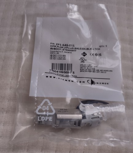 Siemon ZP1-6AS-01S Copper RJ45 Connector With Boot And Latch Cat6A ...