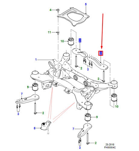 JAGUAR XF X260 Rear Subframe Crossmember Brace T2H8630 NEW GENUINE ...