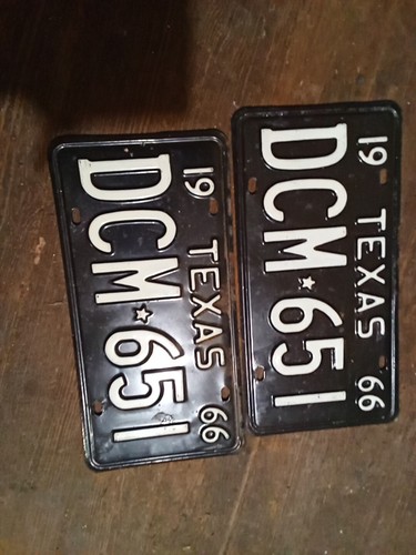 VINTAGE 1966 TEXAS LICENSE PLATE SET VERY NICELY RESTORED HIGH QUALITY ...