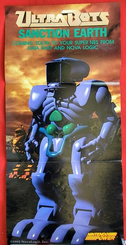 RARE! 1992 ULTRA BOTS Nintendo Super NES Video Game = POSTER 22" X 11 ...