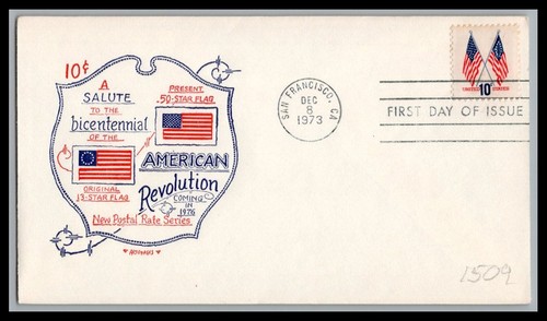 US FDC # 1509 10c 50 Star & 13 Star Flag Artopages 1973, 9p1773 | eBay