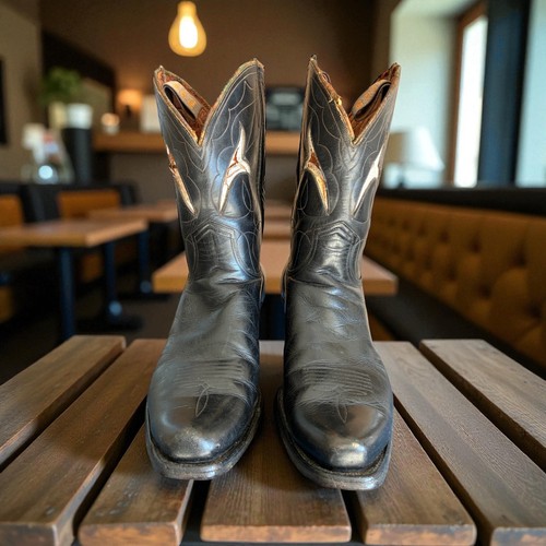 Tony Lama Vintage Black Cowboy Boots Men’s Western Leather 10 Inch | eBay