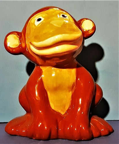 Hand Painted Brown Ceramic Monkey Coin Bank Piggy Bank | eBay