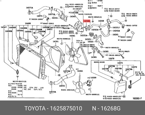 Genuine OE gasket for water by-pass pipe, 1625875010 for TOYOTA 16258 ...