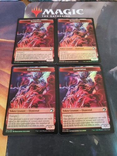 MTG. 4x Elemental Double-Sided Tokens. Foil. Innistrad: Midnight Hunt ...