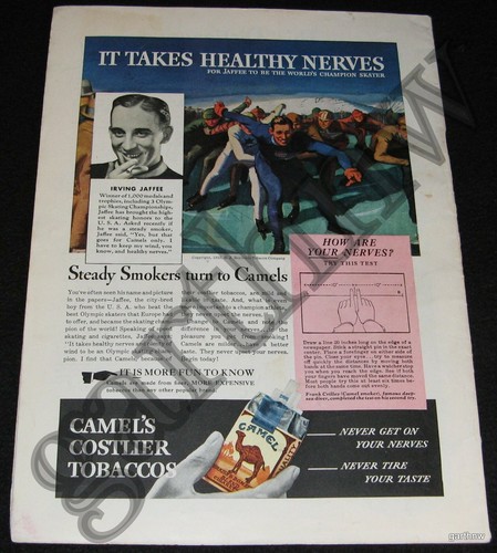 OLYMPIC ICE SPEED SKATING IRVING JAFFEE 1934 CAMEL CIGARETTE ...