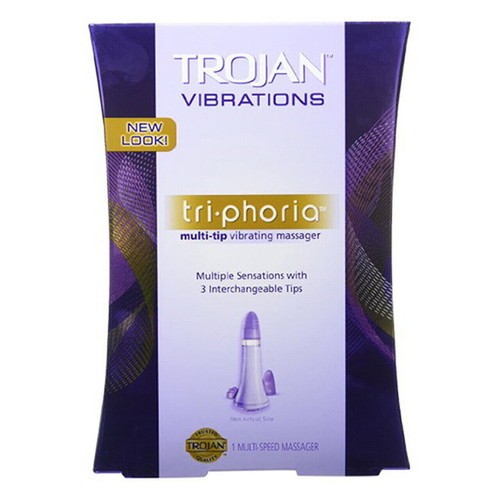 Trojan Vibrations Tri-Phoria 3-in-1 Textured Tips Multi-Speed Vibrating ...