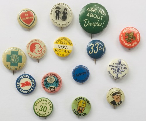15 Vintage Advertising & Assorted Collectible Pinback Buttons | eBay