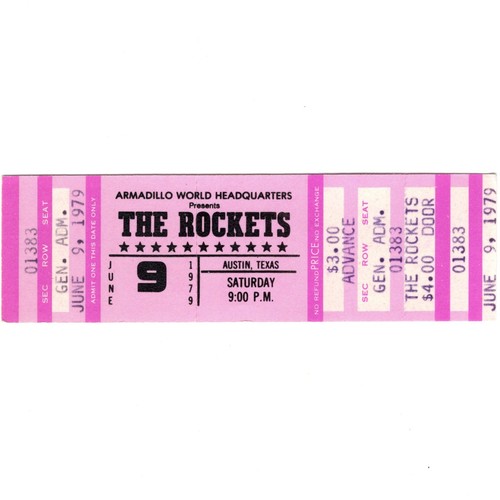 THE ROCKETS & BERSERKO BROTHERS Concert Ticket Stub AUSTIN 6/9/79 ...