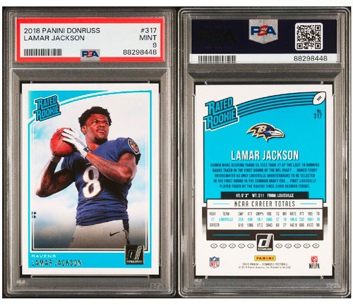 Lamar Jackson Donruss Rated Rookie #317 PSA 9 Random PSA Serial ...