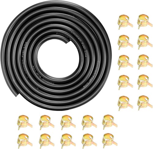 1/4 Inch ID Fuel Line Hose 10Ft + 20 Hose Clamps for Small Gas Engines ...