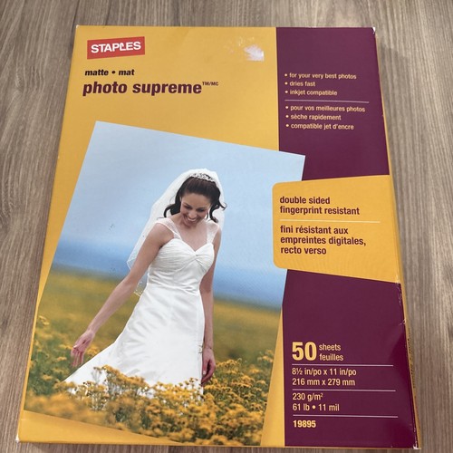 Staples Matte PHOTO SUPREME Double Sided 8 1/2" x 11" 50 Sheets Photo ...