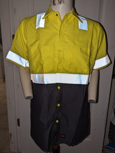 Red Kap Reflective Yellow Work Shirt Type R Class 2 Level 2 Sz M Short ...