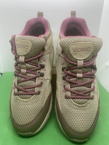 VIONIC "Cypress" Women Walking Hiking Boot Shoes Pink Tan High Top Size 8.5