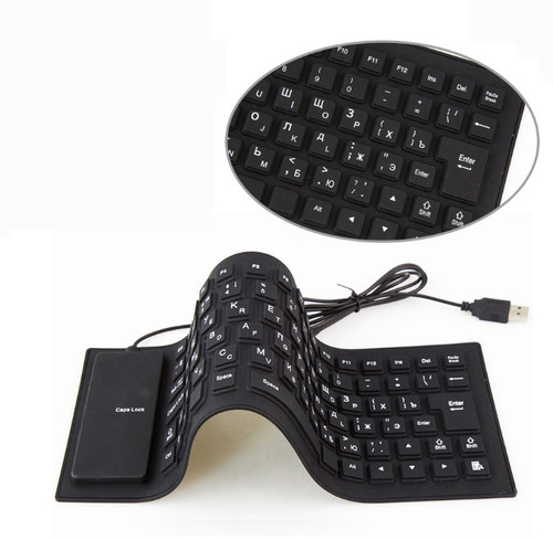 Foldable Portable Roll-Up USB 2.0 Keyboard Reliable Flexible Silicone ...