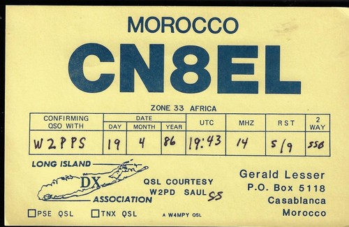 QSL CB Radio CARD"CN8EL,Gerald Lesser,86",Casablanca,Morocco(Q8157) | eBay
