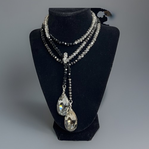 Vintage Art Deco Flapper Necklace – Smoked Crystal Prism Beads, Open ...