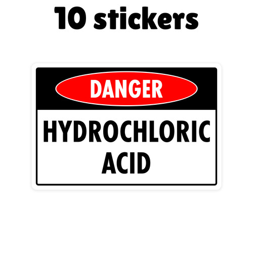 Hydrochloric Acid Danger Safety Sign Sticker Label Fade & Waterproof ...