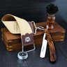 WOOD CUT THROAT 6 PC MEN'S STRAIGHT RAZOR SHAVING KIT LUXURY GIFT SET ...
