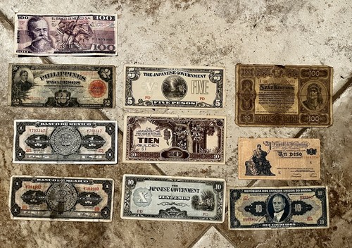Lot of 10 Vintage Foreign Currency Banknotes Argentina Phillipines ...