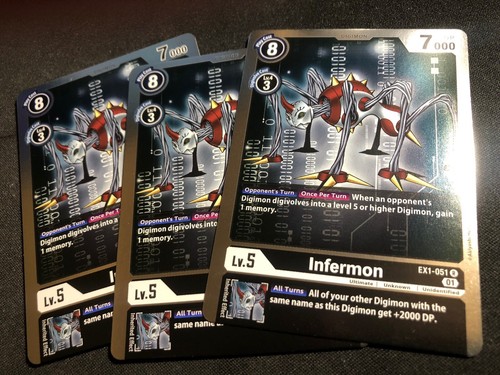 3x Digimon *Infermon* EX1-051 Classic Collection Rare Black *Mint* | eBay