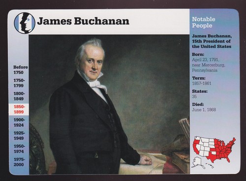 JAMES BUCHANAN 15th President Bio 1996 GROLIER STORY OF AMERICA CARD ...