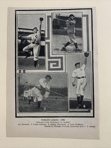 World Series Cubs Solly Hofman Del Howard J. Sheckard 1908 Baseball 4X6 ...