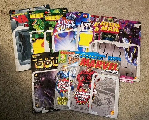 Lot of 10 Marvel Toy Biz Action Figure Card Backs: Daredevil, Iron Man ...