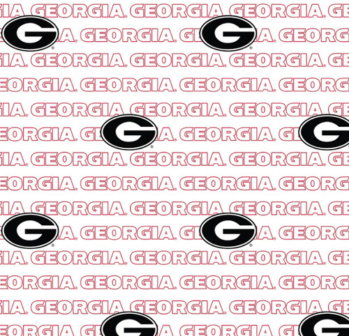 NCAA University of Georgia Block Letter White GA-1328 Cotton Fabric by ...