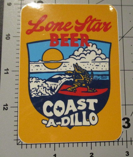 LONE STAR Texas Coast-A-Dillo surfing STICKER decal craft beer brewery ...