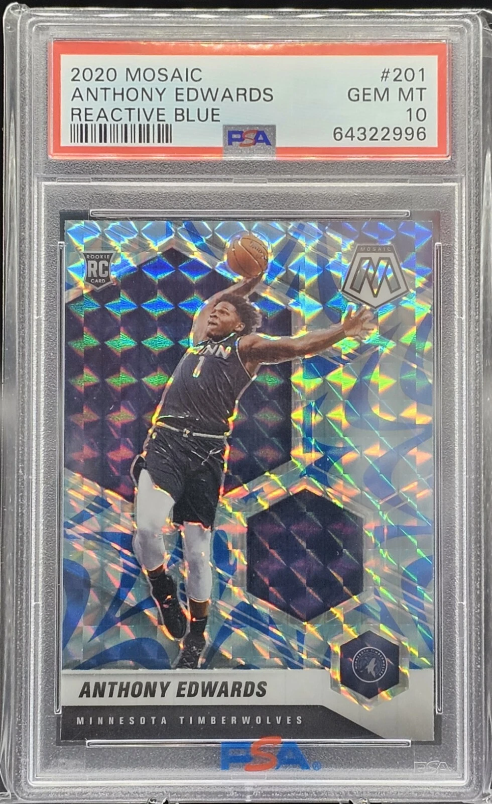 Anthony Edwards 2020 Mosaic #201 Reactive Blue Price Guide - Sports ...