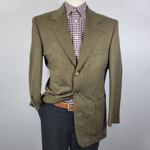 J.Riggings Men's Tweed Sport Coat Blazer Three Button Herringbone Brown ...