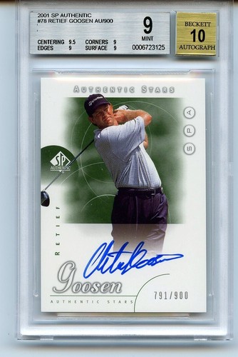 RETIEF GOOSEN 2001 SP AUTHENTIC STARS - BECKETT 9 / 10 AUTOGRAPHED 791/ ...