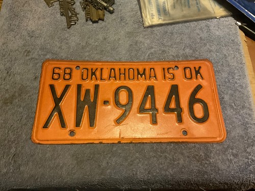 Oklahoma License Plate 1968 “Oklahoma is Ok” XW-9446 | eBay