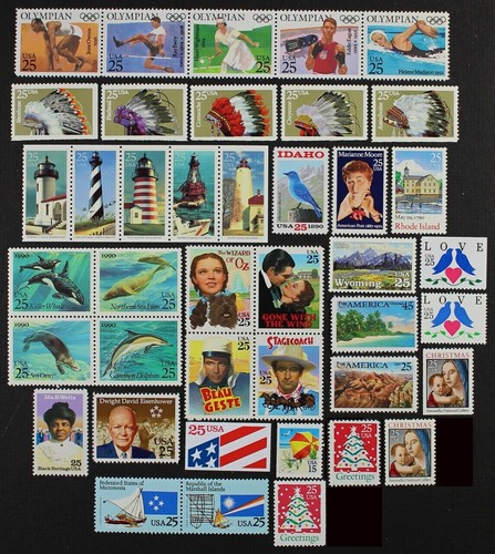 US 1990 Commemorative Year set made up of 41 stamps inc Airmail Mint NH ...