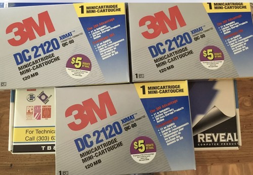 Lot of 3 NOS 3M DC2120 XIMAT Formatted 120MB Mini DATA Cartridge Tape ...