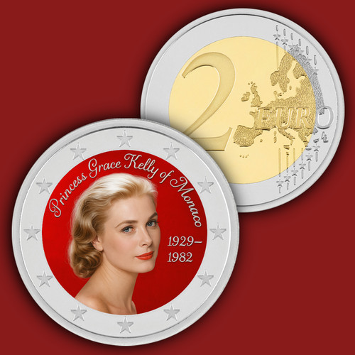 GRACE KELLY prinsec of Monaco 2 Euro / Coloured UNC Color Coin | eBay